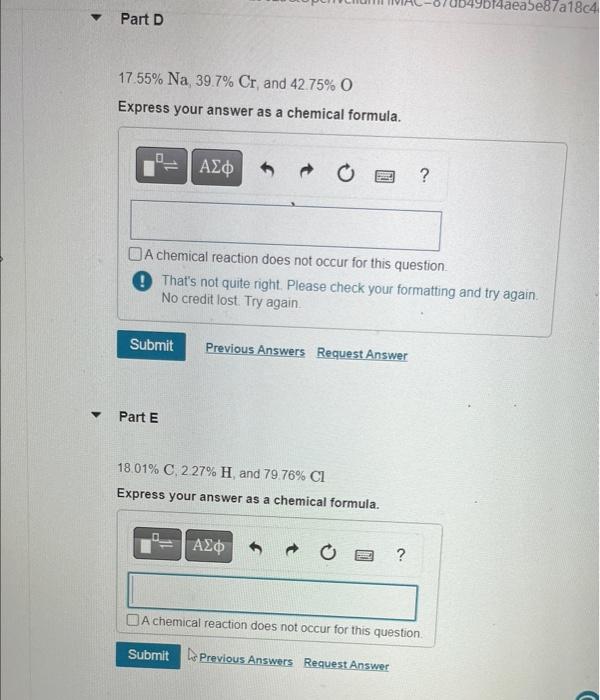 Solved 17.55%Na,39.7%Cr, and 42.75%O Express your answer as | Chegg.com