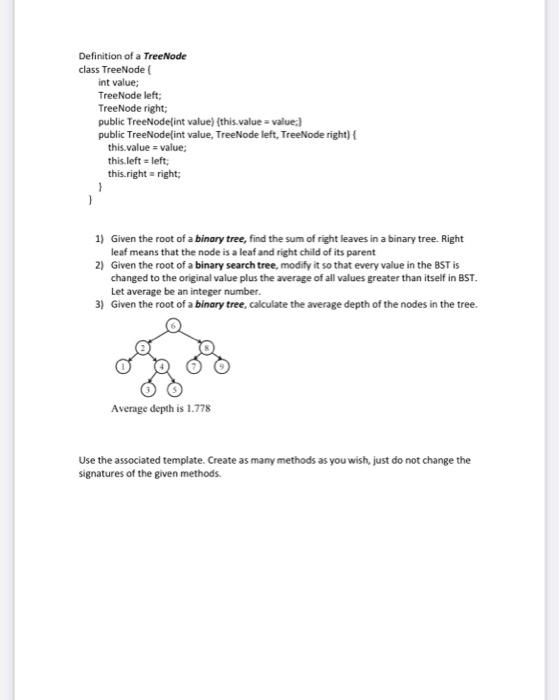 Solved Definition of a TreeNode class TreeNode ( int value; | Chegg.com