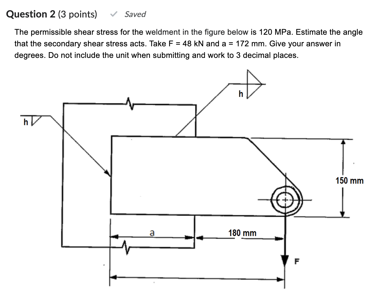 Solved Question 2 (3 ﻿points) ﻿The permissible shear stress | Chegg.com