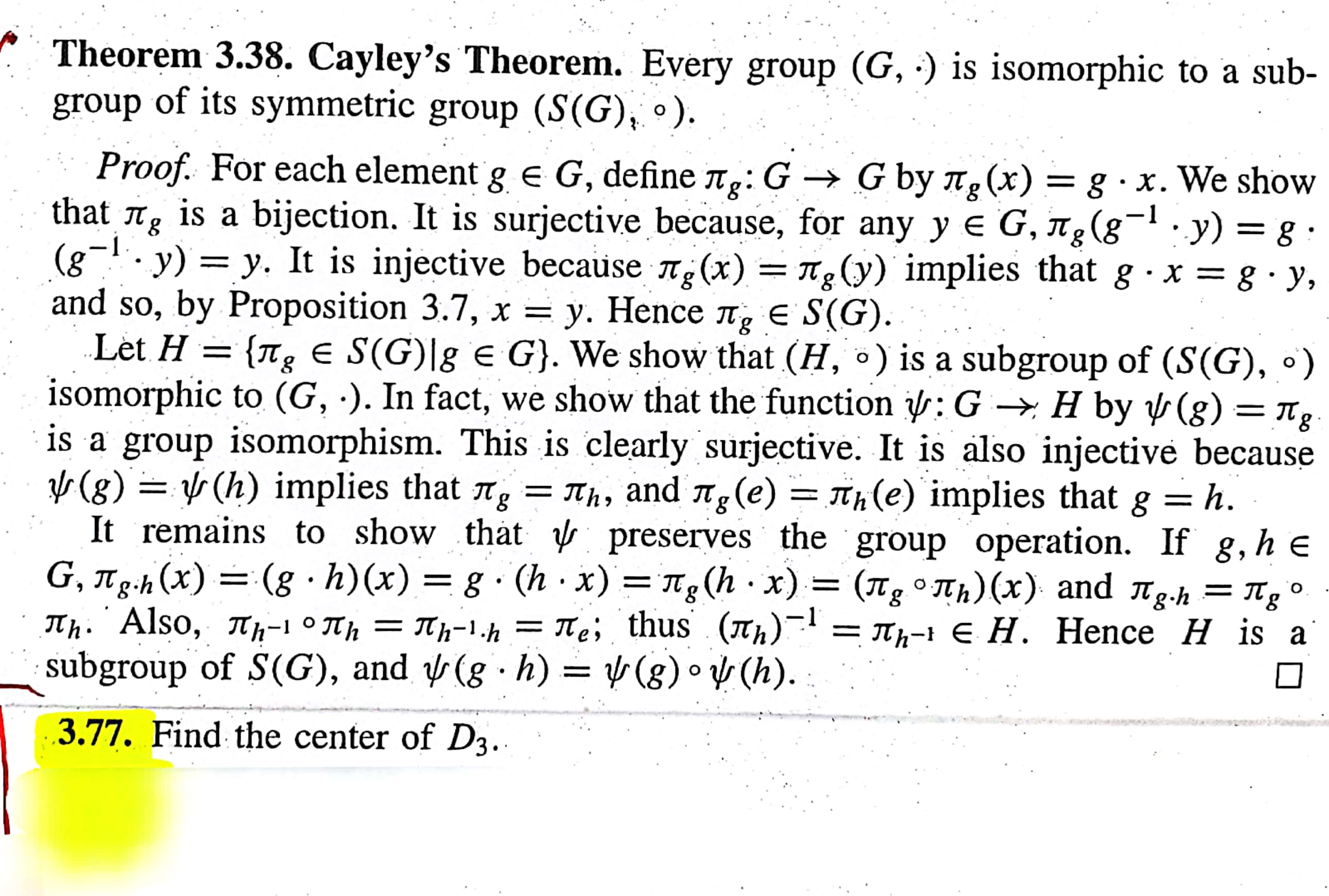 Solved Theorem 3.38. ﻿Cayley's Theorem. Every group (G,*) | Chegg.com