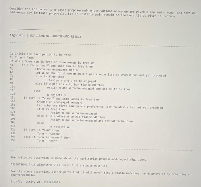 Solved Consider the following turn-based propose-and-reject | Chegg.com
