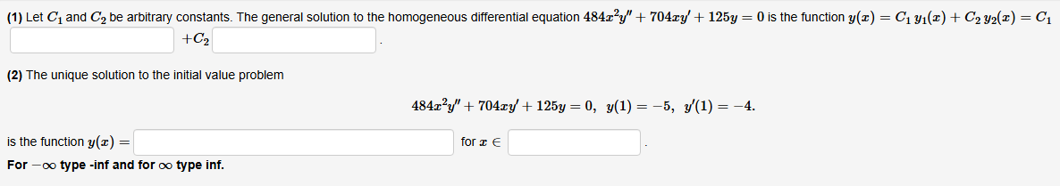 Solved (1) ﻿Let C1 ﻿and C2 be ﻿arbitrary constants. The | Chegg.com