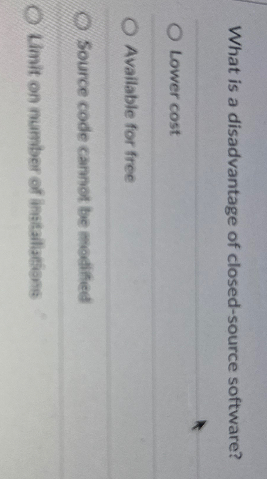 Solved What is a disadvantage of closed-source | Chegg.com