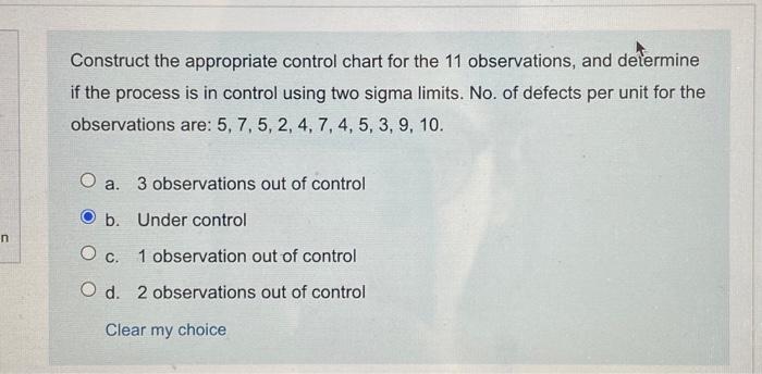 Solved n Construct the appropriate control chart for the 11 | Chegg.com