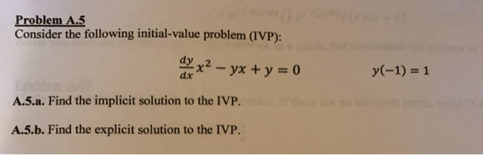 Solved Problem A.5 Consider the following initial-value | Chegg.com