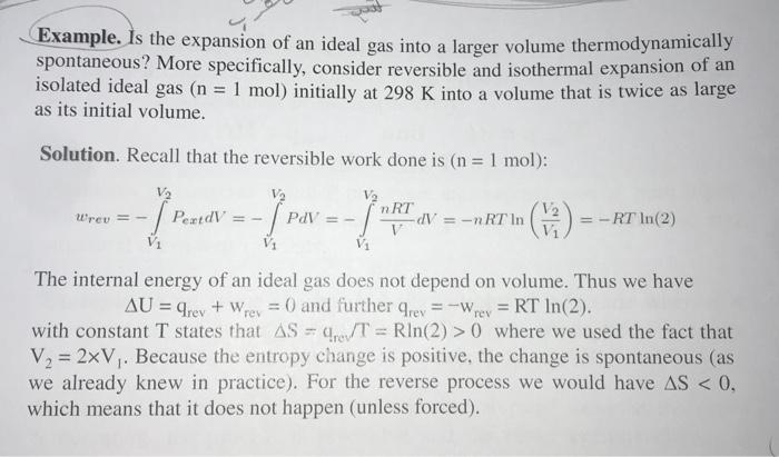 Solved Example. Is the expansion of an ideal gas into a | Chegg.com