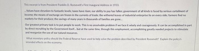 Solved This excerpt is from President Franklin D. | Chegg.com