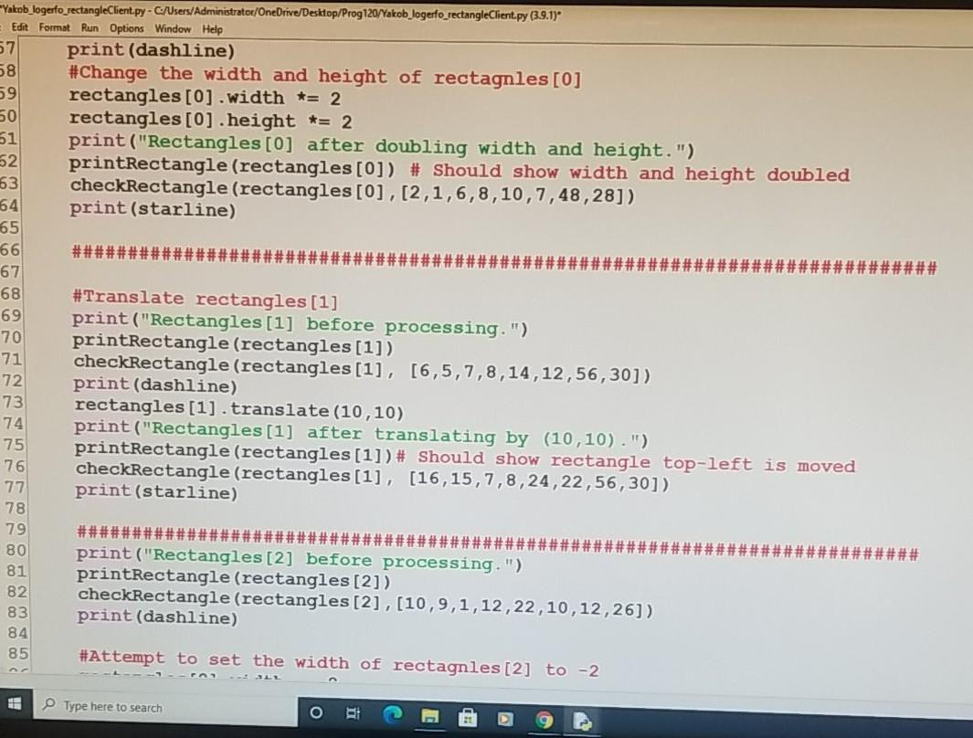 Solved Programming Assignment: Rectangle and Point classes | Chegg.com