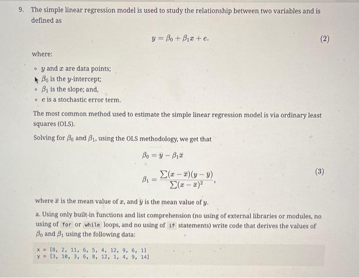 Solved The simple linear regression model is used to study | Chegg.com