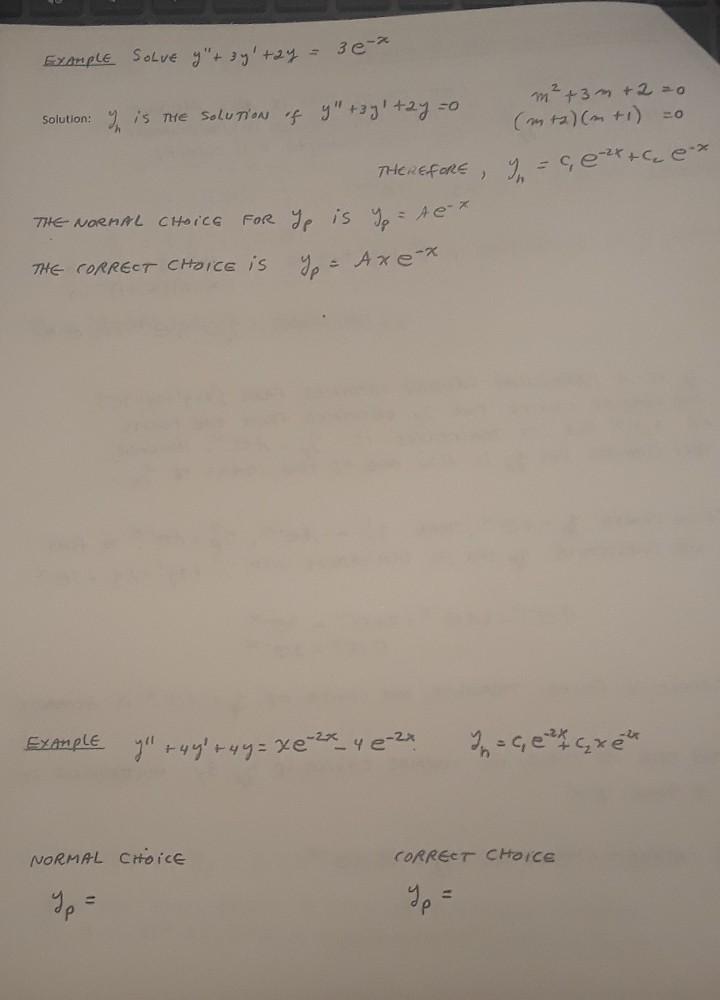 Solved Example SOLVE 9"+ sy' +2y = 3e-* solution: I is the | Chegg.com