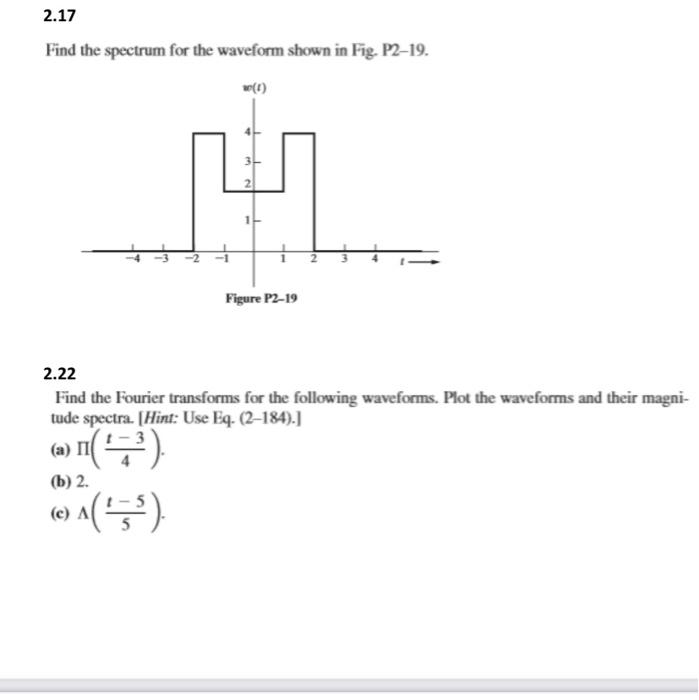 Solved Find the spectrum for the waveform shown in Fig. | Chegg.com