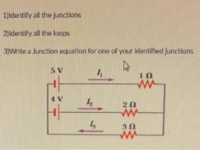 Solved 1)Identify all the junctions 2)Identify all the loops | Chegg.com