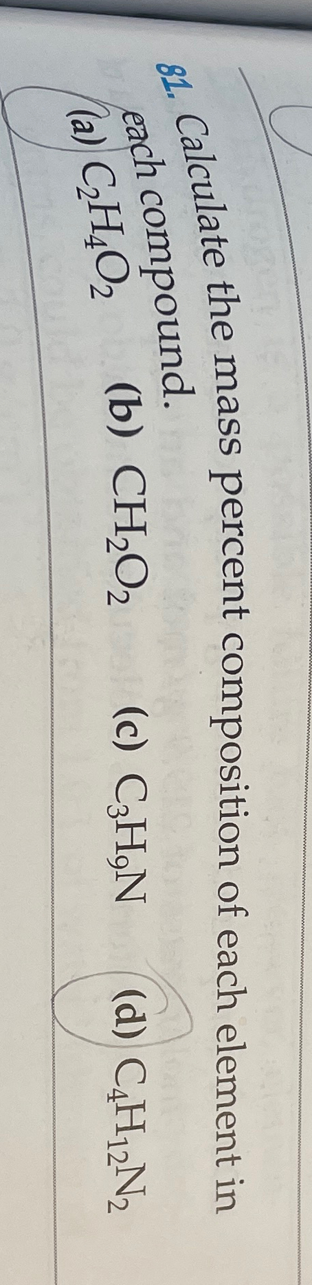 Solved Calculate the mass percent composition of each | Chegg.com