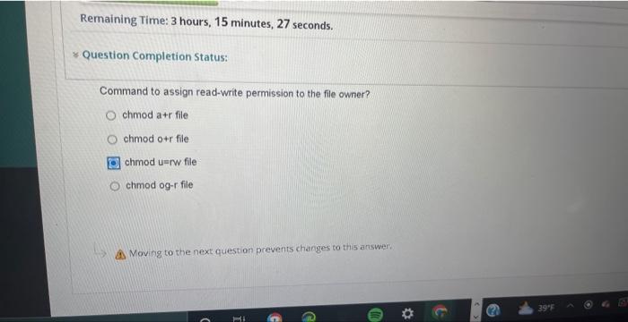 Solved Command to assign read-write permission to the file | Chegg.com