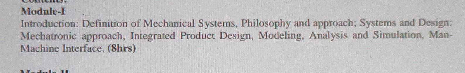 Solved Module-I Introduction: Definition of Mechanical | Chegg.com