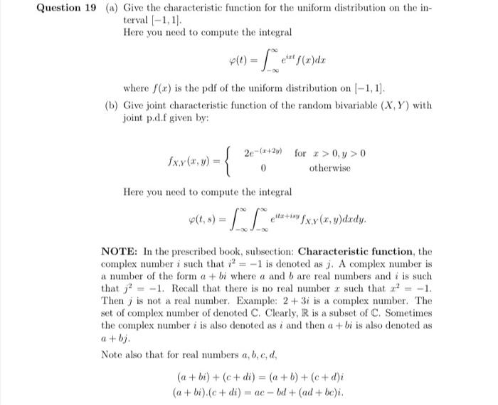 Solved (a) Give the characteristic function for the uniform | Chegg.com