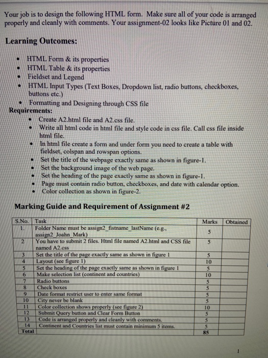 Solved Your job is to design the following HTML form. Make | Chegg.com