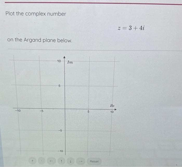 Solved Plot the complex number z=3+4i on the Argand plane | Chegg.com