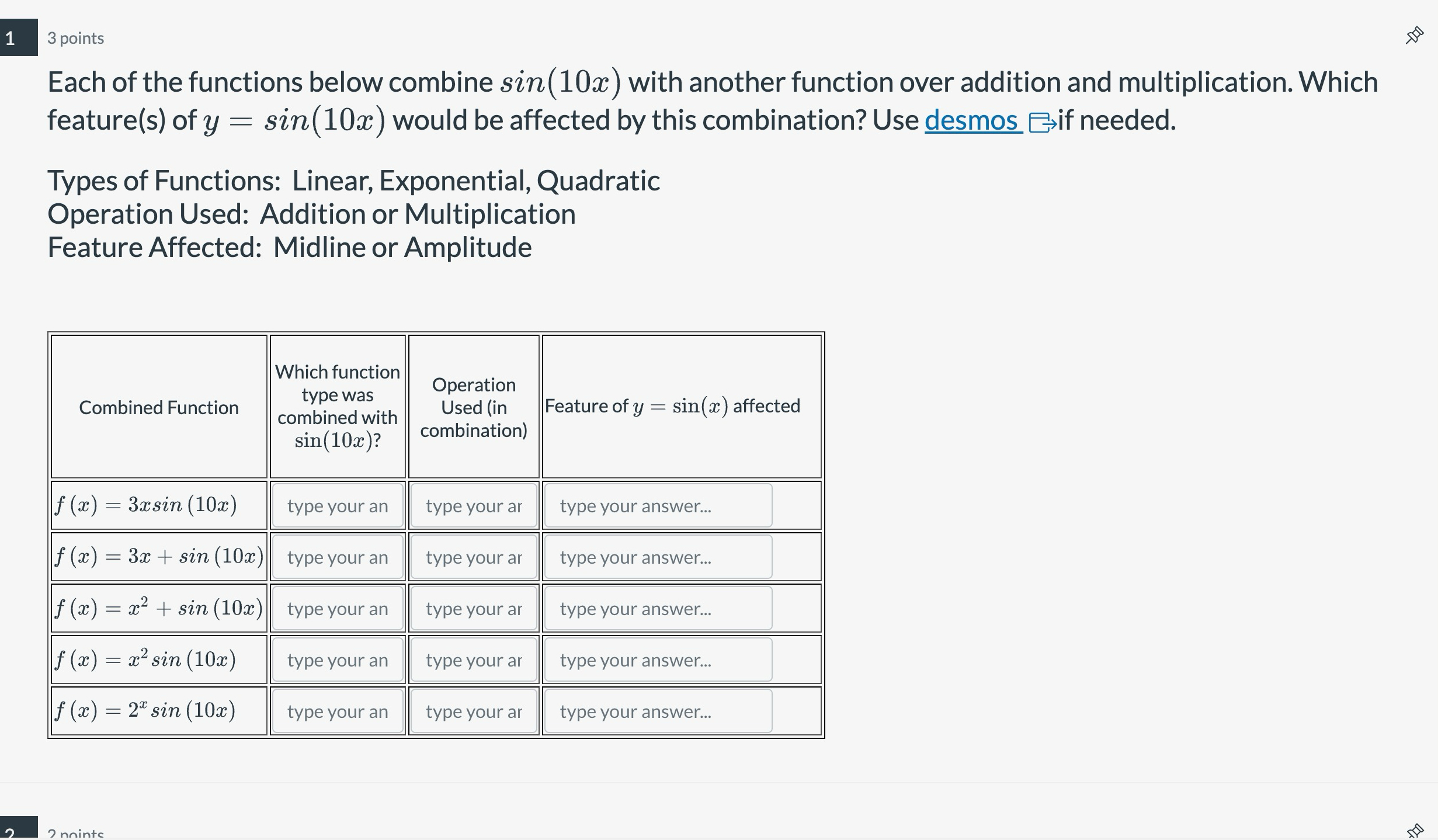 Solved 13 ﻿pointsEach of the functions below combine | Chegg.com
