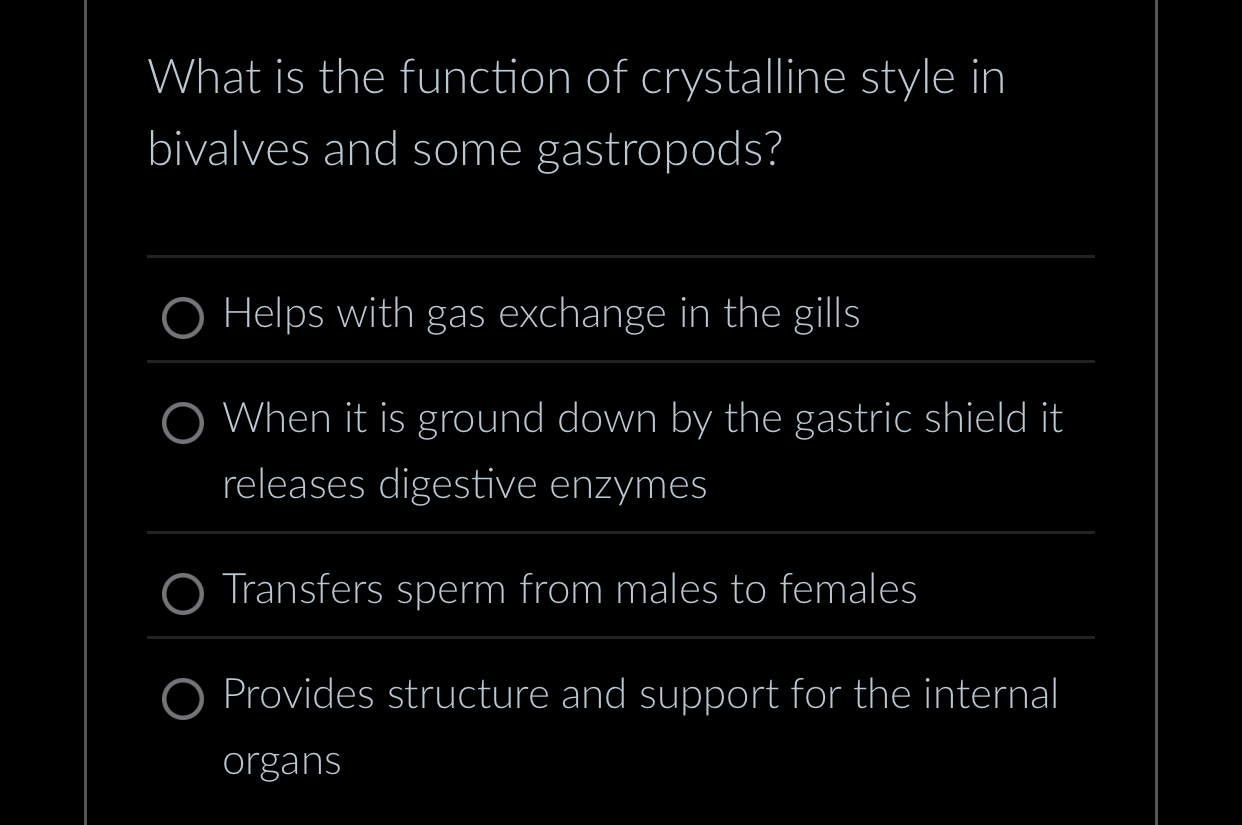 High Quality SOLUTION What is the function of crystalline style in ...