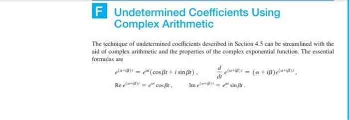 Solved Undetermined Coefficients Using Complex Arithmetic | Chegg.com
