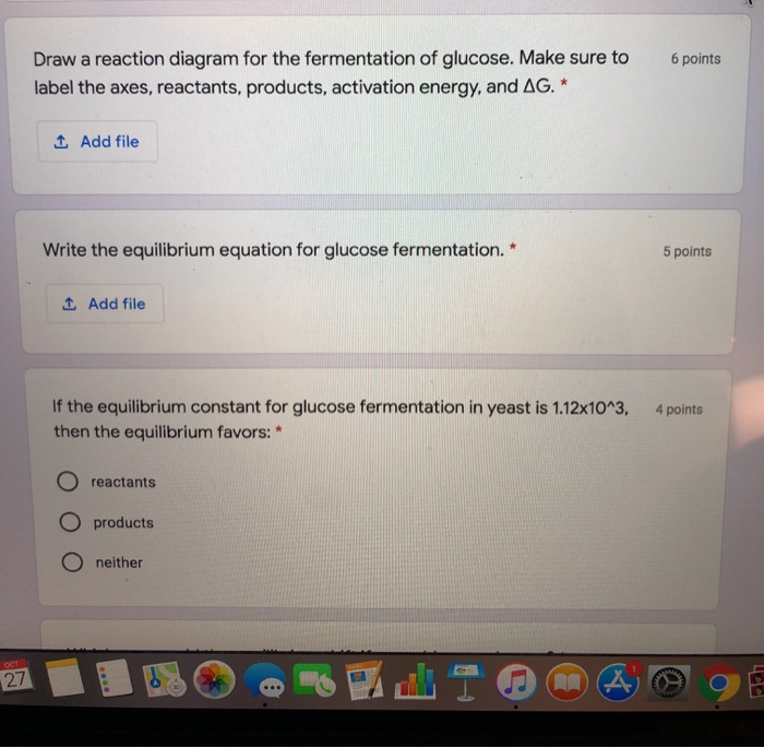 Solved 6 points Draw a reaction diagram for the fermentation | Chegg.com