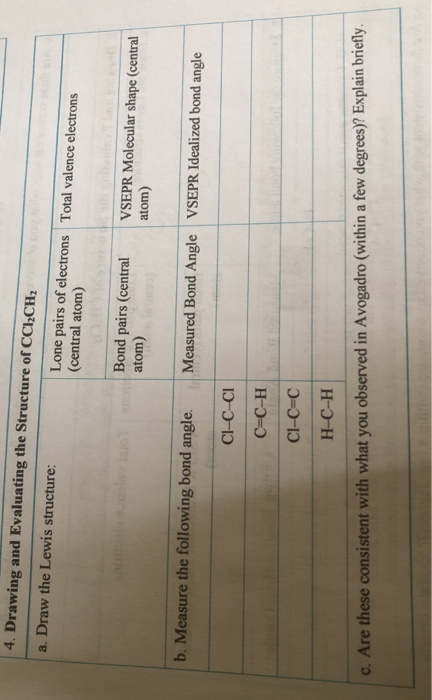 Solved 4. Drawing and Evaluating the Structure of CCl2CH2 a. | Chegg.com