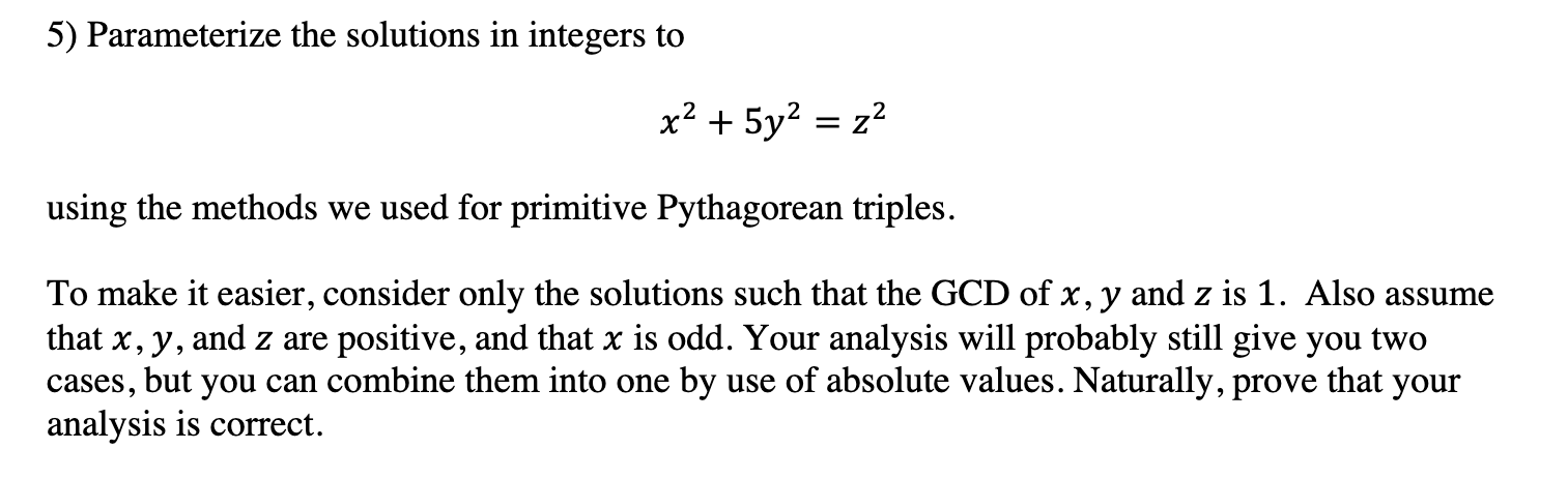 Solved NUMBER THEORY Parameterize the solutions in integers | Chegg.com