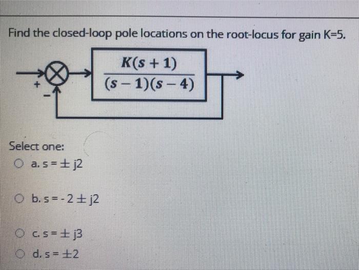 Solved Find the closed-loop pole locations on the root-locus | Chegg.com