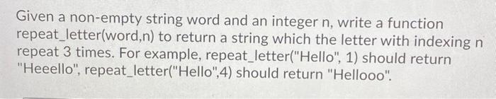 Solved Given a non-empty string word and an integer n, write | Chegg.com