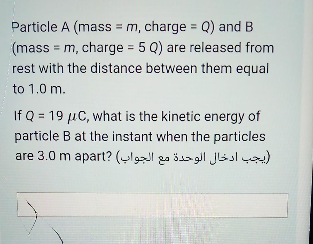 Solved Particle A (mass = m, charge = Q) and B (mass = m, | Chegg.com