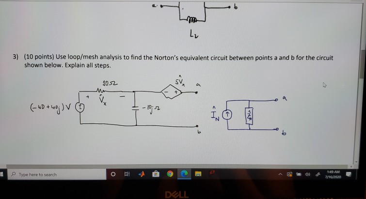 Solved L 3) (10 points) Use loop/mesh analysis to find the | Chegg.com