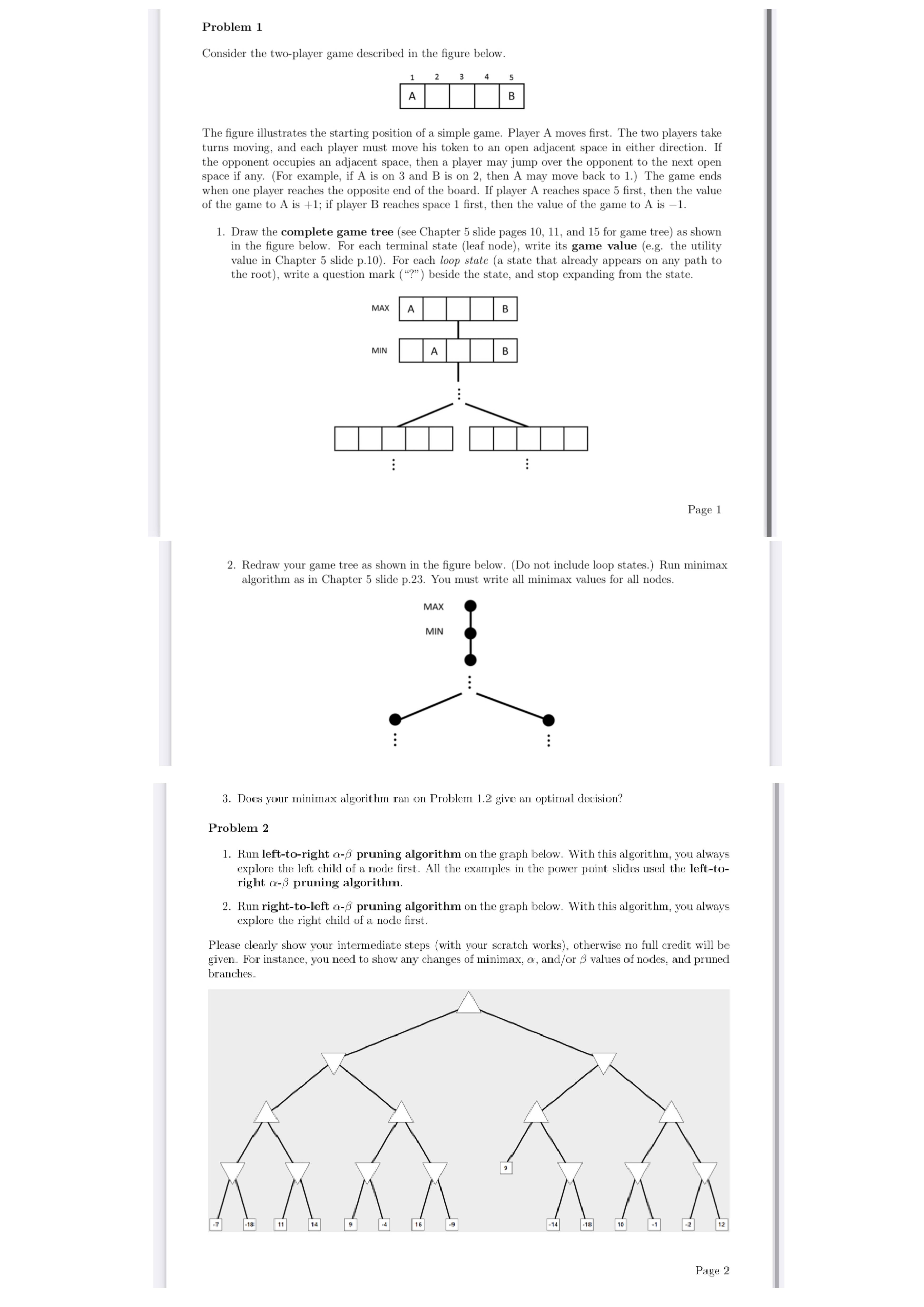 Solved Problem 1Consider the two-player game described in | Chegg.com