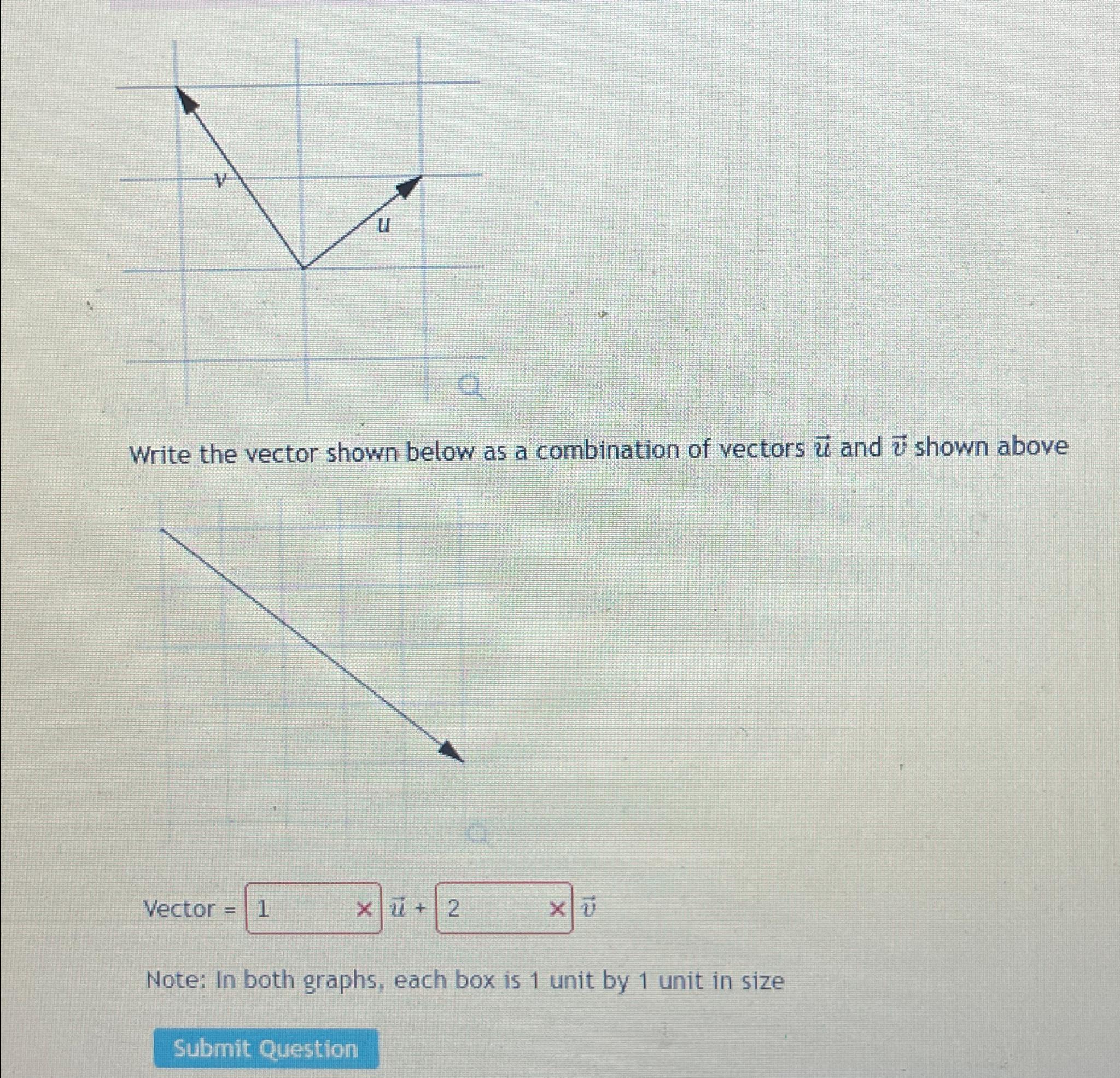 Solved Write The Vector Shown Below As A Combination Of 