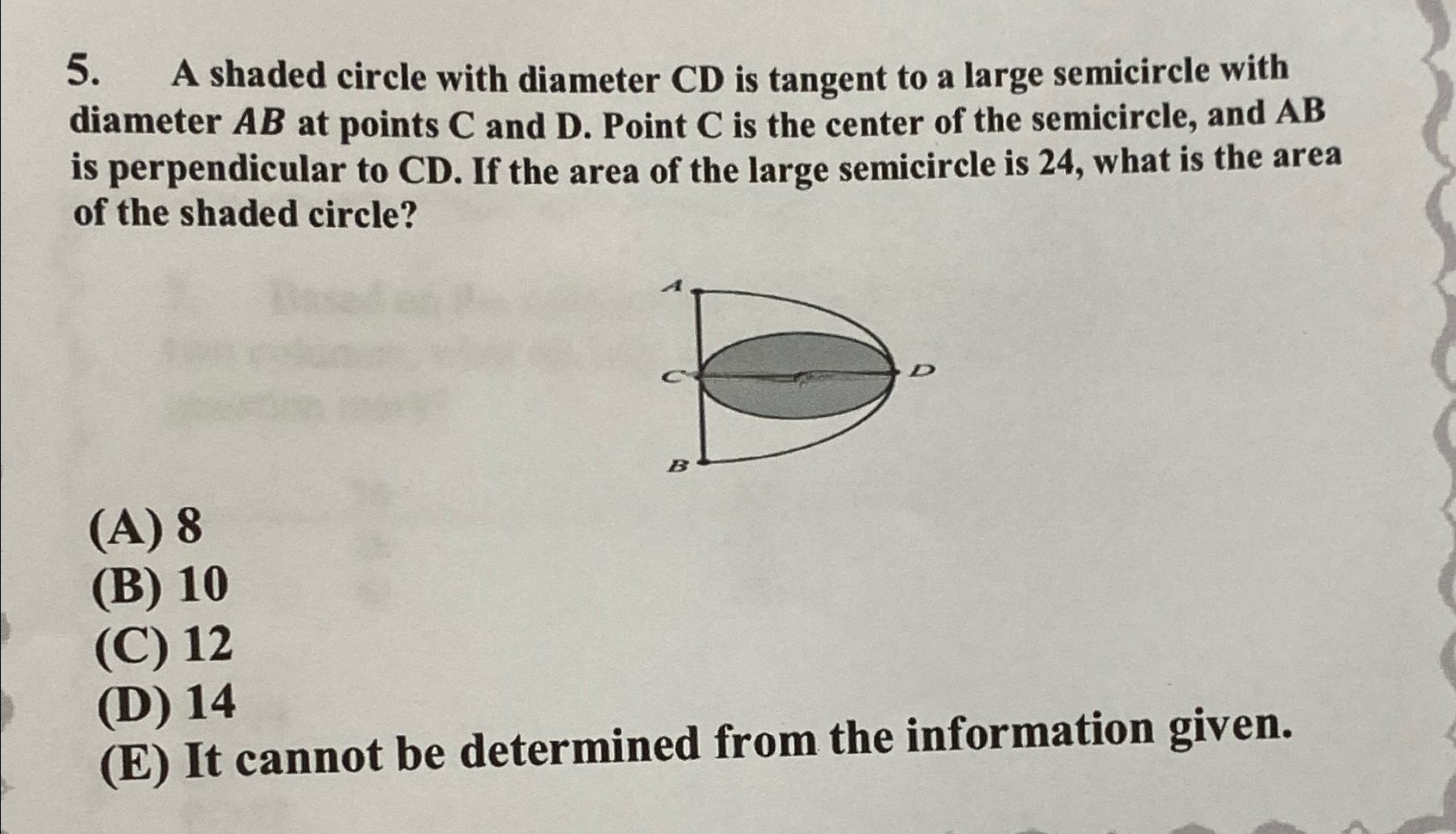 Solved A shaded circle with diameter CD ﻿is tangent to a | Chegg.com