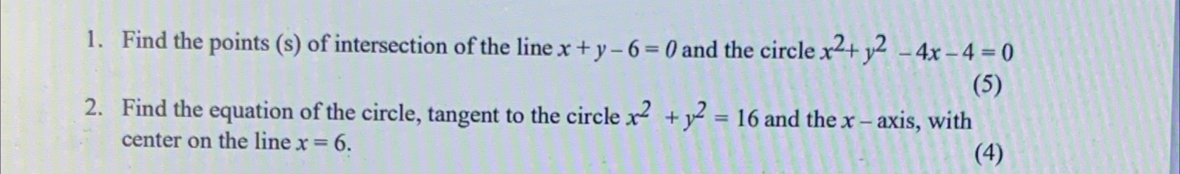 Solved Find the points (s) ﻿of intersection of the line | Chegg.com