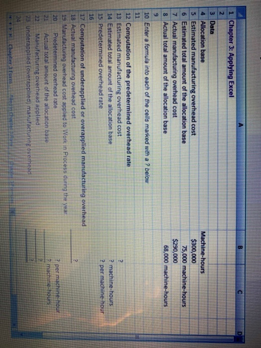 Solved Chapter 3: Applying Excel Data Allocation base | Chegg.com