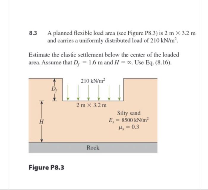 Solved 8.3 A planned flexible load area (see Figure P8.3) is | Chegg.com