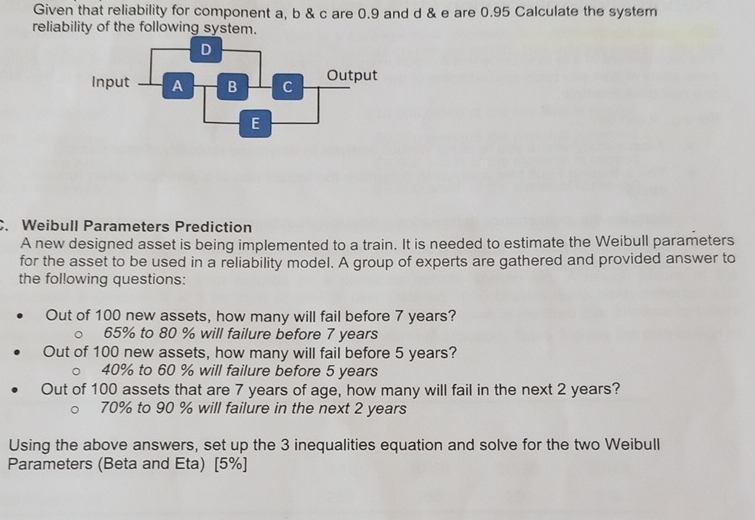 Solved Given that reliability for component a, ﻿b & c are | Chegg.com