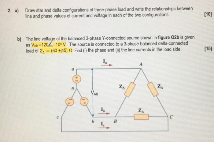 Solved 2 a) Draw star and delta configurations of | Chegg.com