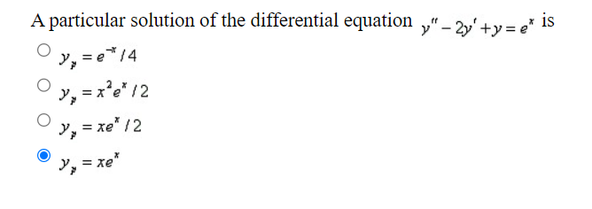 Solved A particular solution of the differential equation | Chegg.com