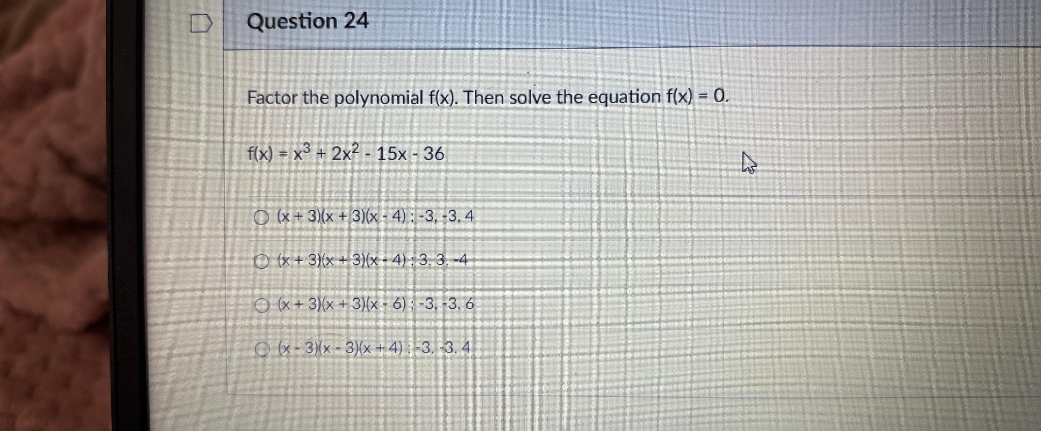 Solved Factor the polynomial f(x). ﻿Then solve the equation | Chegg.com