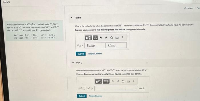 Solved Avolac cel consuts of a Zn/Zt3− hal cel and a Ni/Ne? | Chegg.com