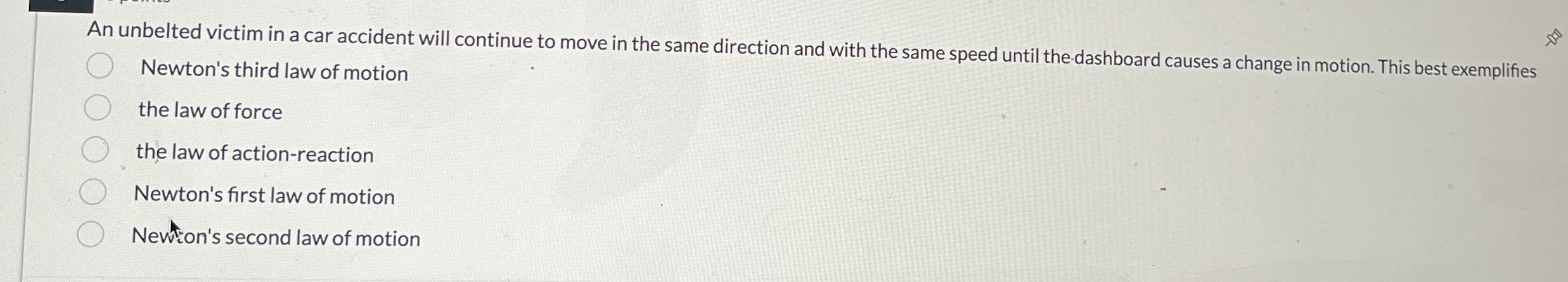 Solved Newton's third law of motionthe law of forcethe law | Chegg.com