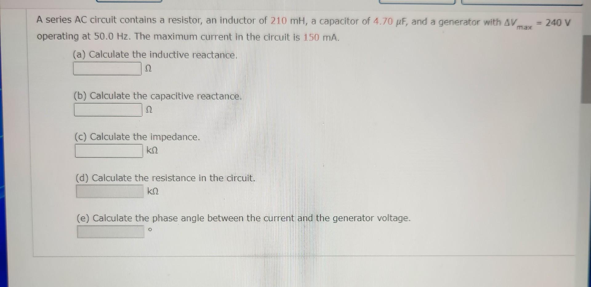 Solved A series AC circuit contains a resistor, an inductor | Chegg.com