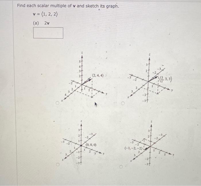 Solved Find each scalar multiple of v and sketch its graph. | Chegg.com