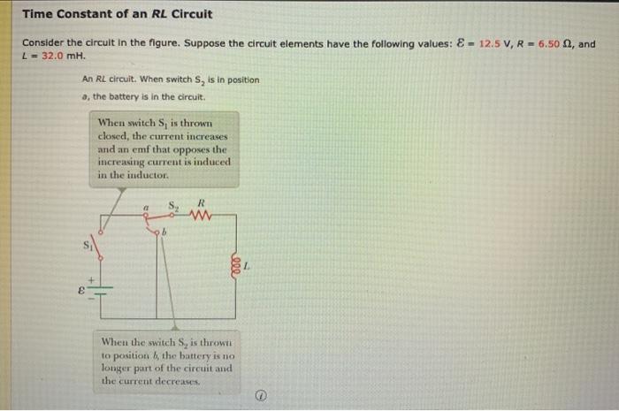 Solved Time Constant of an RL Circuit Consider the circult | Chegg.com