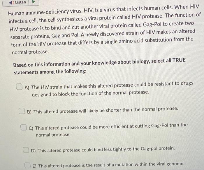 Solved Human immune-deficiency virus, HIV, is a virus that | Chegg.com