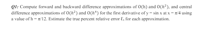 Solved Q1: Compute forward and backward difference | Chegg.com