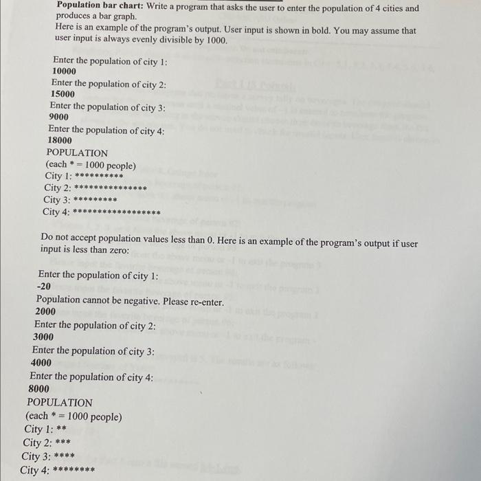 Solved Population bar chart: Write a program that asks the | Chegg.com